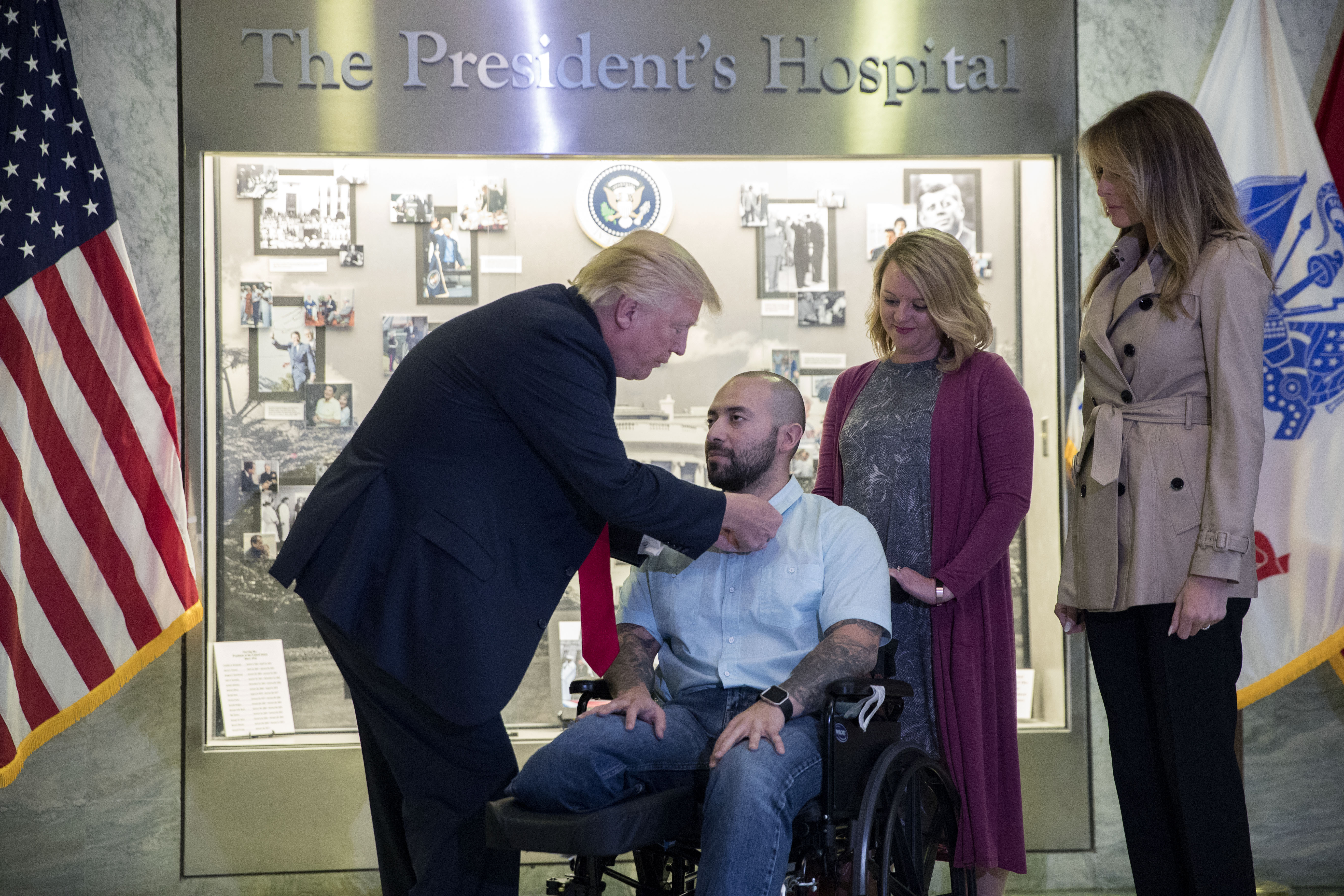 Trump Awards His 1st Purple Heart